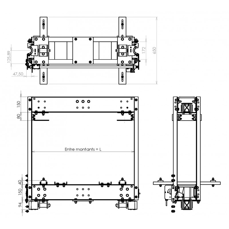 Car frame KIT for round Guide up to 400 kg and 0.63 m/s